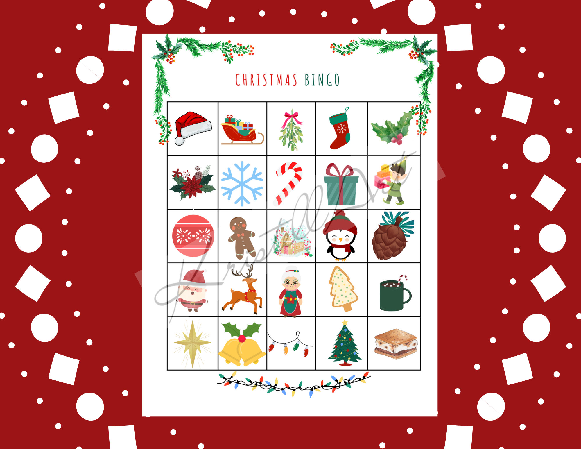 Christmas Bingo Cards (10 Cards), 25 Days of Christmas, Printable ...