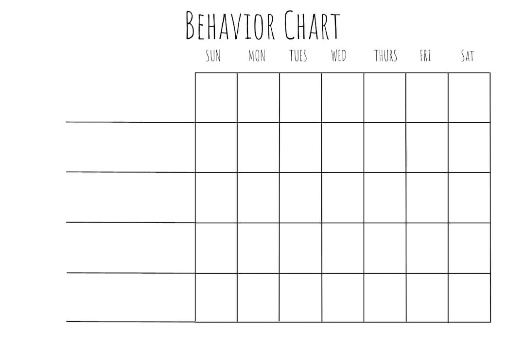 Blank Behavior Chart Poster, Printable, Digital Download - Etsy