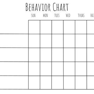 Blank Behavior Chart Poster, Printable, Digital Download - Etsy