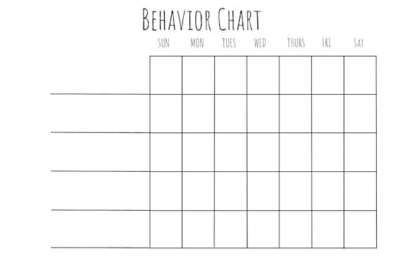 Blank Behavior Chart Poster Printable Digital Download - Etsy