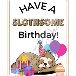 Printable Sloth Birthday Card, 5x7 - Etsy