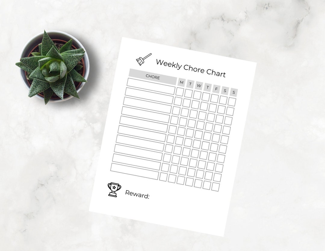 Weekly Chore Chart, Blank - Etsy