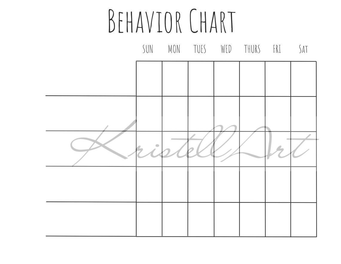 Printable Behavior Chart, Blank, Digital Download - Etsy