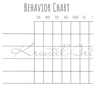 Printable Behavior Chart, Blank, Digital Download - Etsy