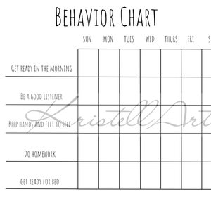 Printable Behavior Chart, ADHD, Digital Download - Etsy