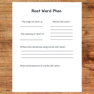 Phon--2 Pg Greek Root Anchor Chart and Worksheet, Prefix, Suffix ...