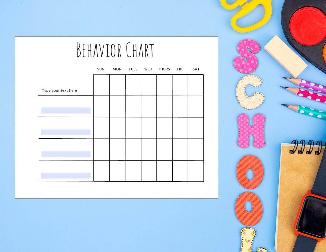Fillable PDF Printable Behavior Chart Blank Digital Download - Etsy