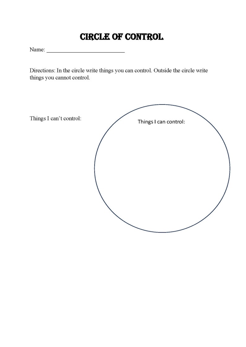 Circle of Control Worksheet, Digital Download - Etsy