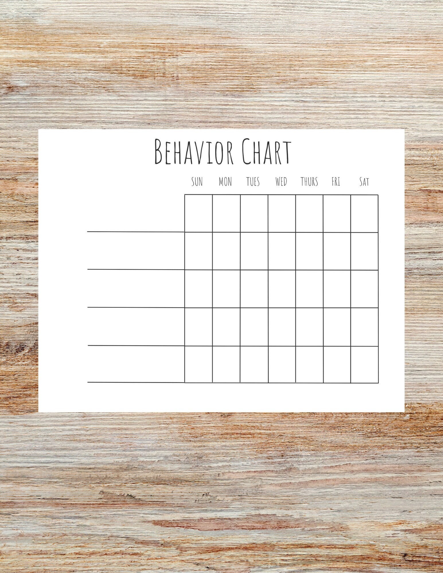 Printable Behavior Chart, Blank, Digital Download - Etsy