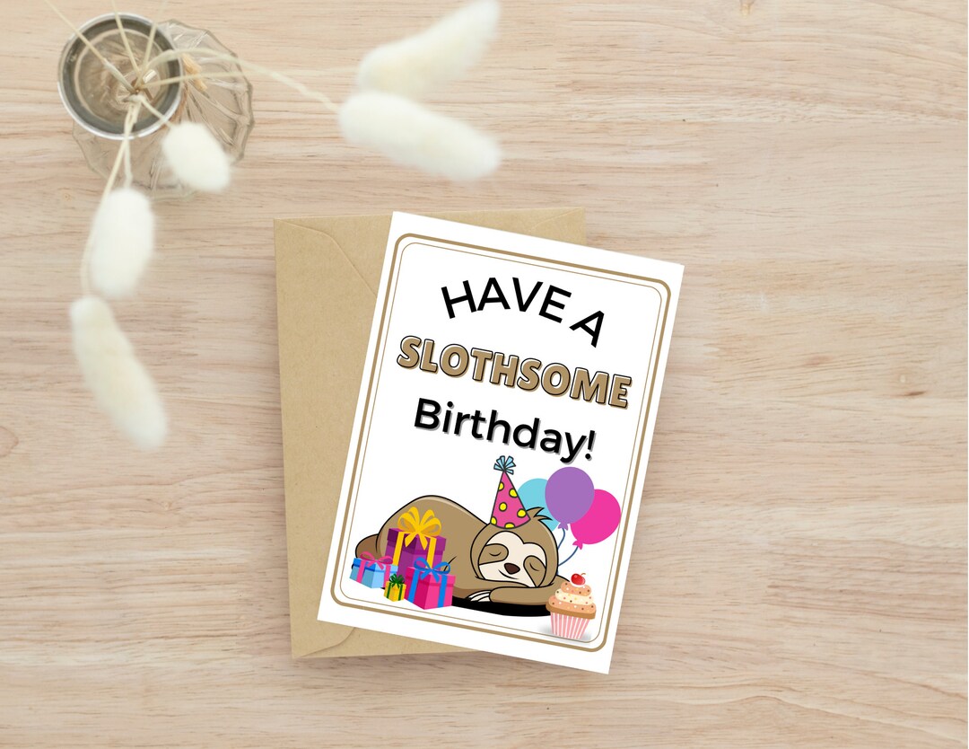 Printable Sloth Birthday Card, 5x7 - Etsy