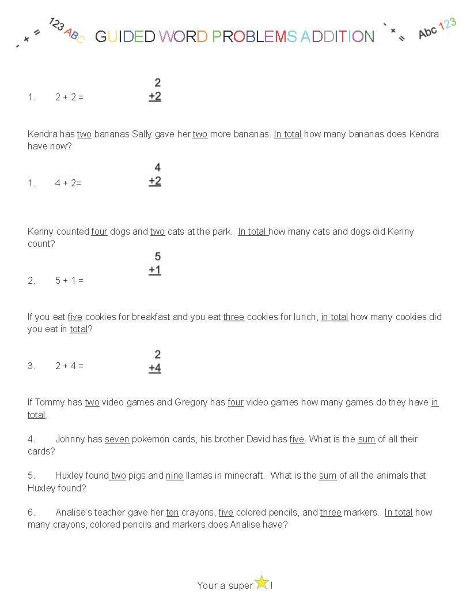 Printable Math Word Problems, Digital Download - Etsy