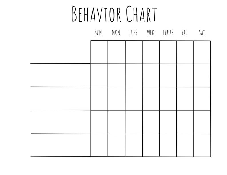 Printable Behavior Chart Blank Digital Download - Etsy