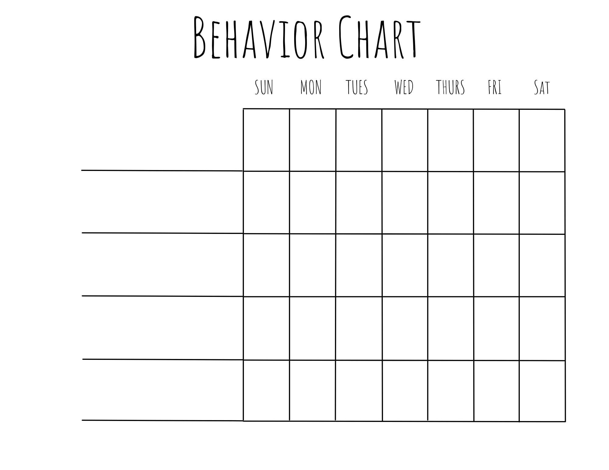 Printable Behavior Chart Blank Digital Download - Etsy