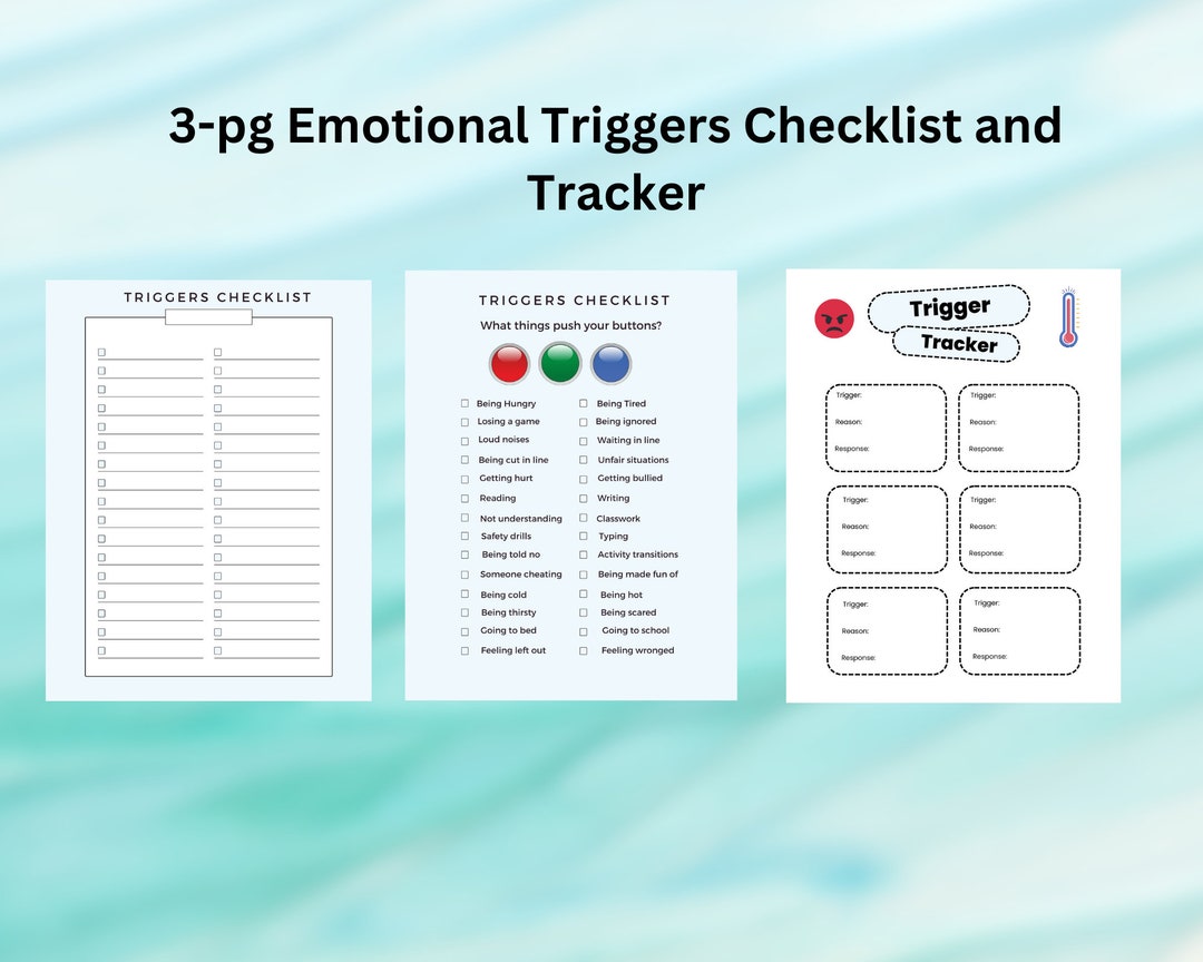 3-pg Emotional Trigger Checklist and Tracker Printable - Etsy