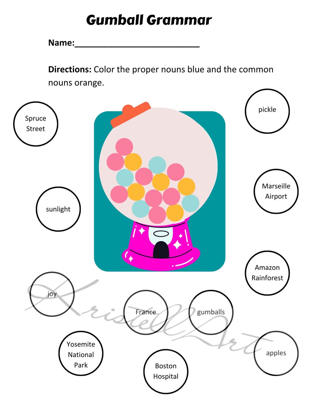 Gumball Grammar, Printable, 8.5 X 11 Inches. - Etsy