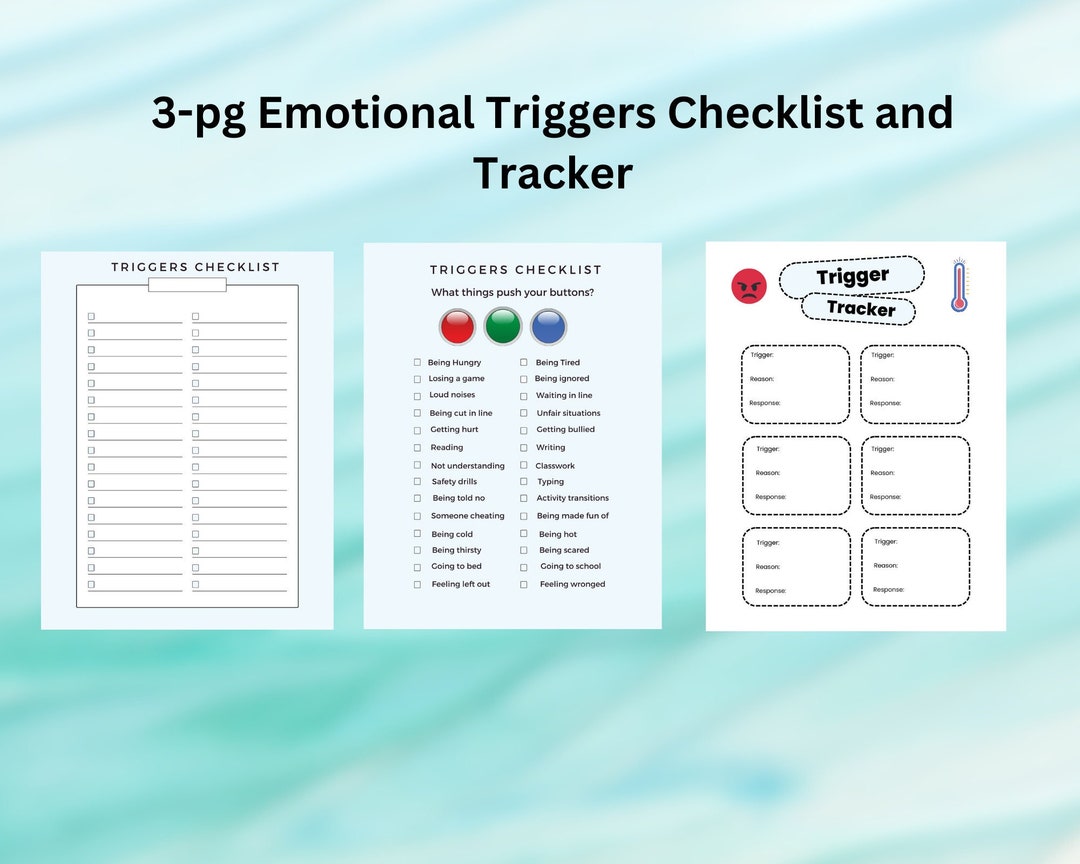 3-pg Emotional Trigger Checklist and Tracker, Printable, Social ...