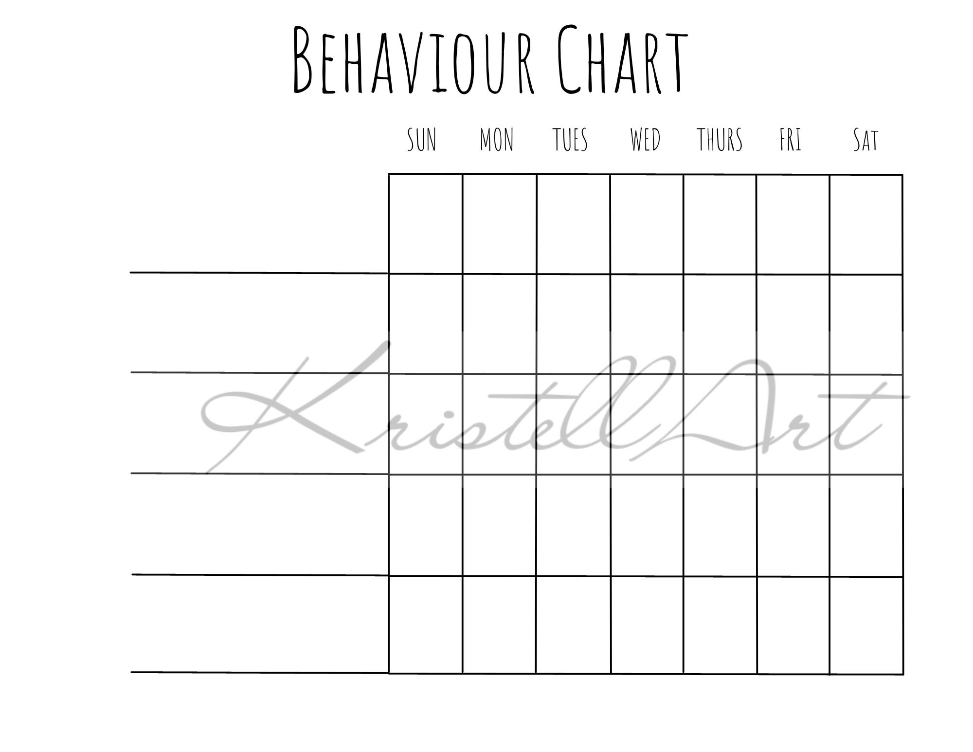 UK Version Blank Behaviour Chart Printable Digital Download - Etsy