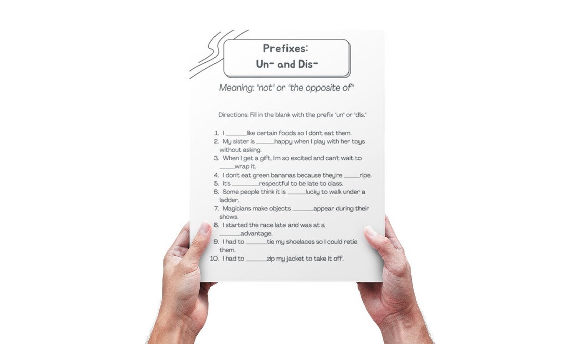 Prefixes Un and Dis 2-pg Anchor Chart and Worksheet - Etsy