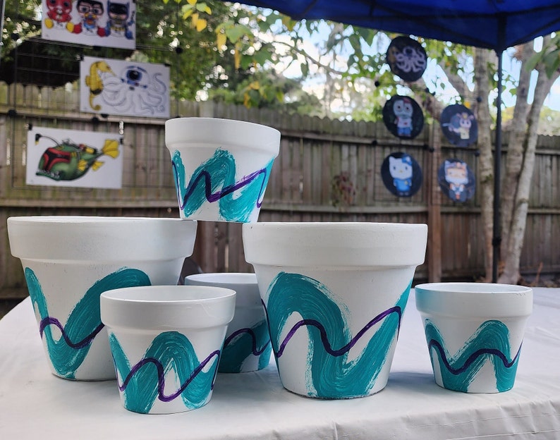 90's Nostalgia Painted Pots - Etsy