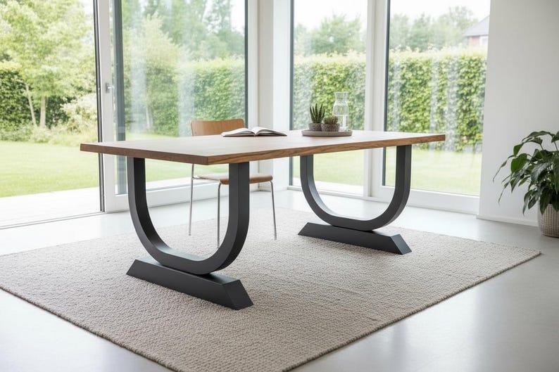 U-shape Metal Table Legs,28” H 28” W Dining Table Legs (set of 2 ...