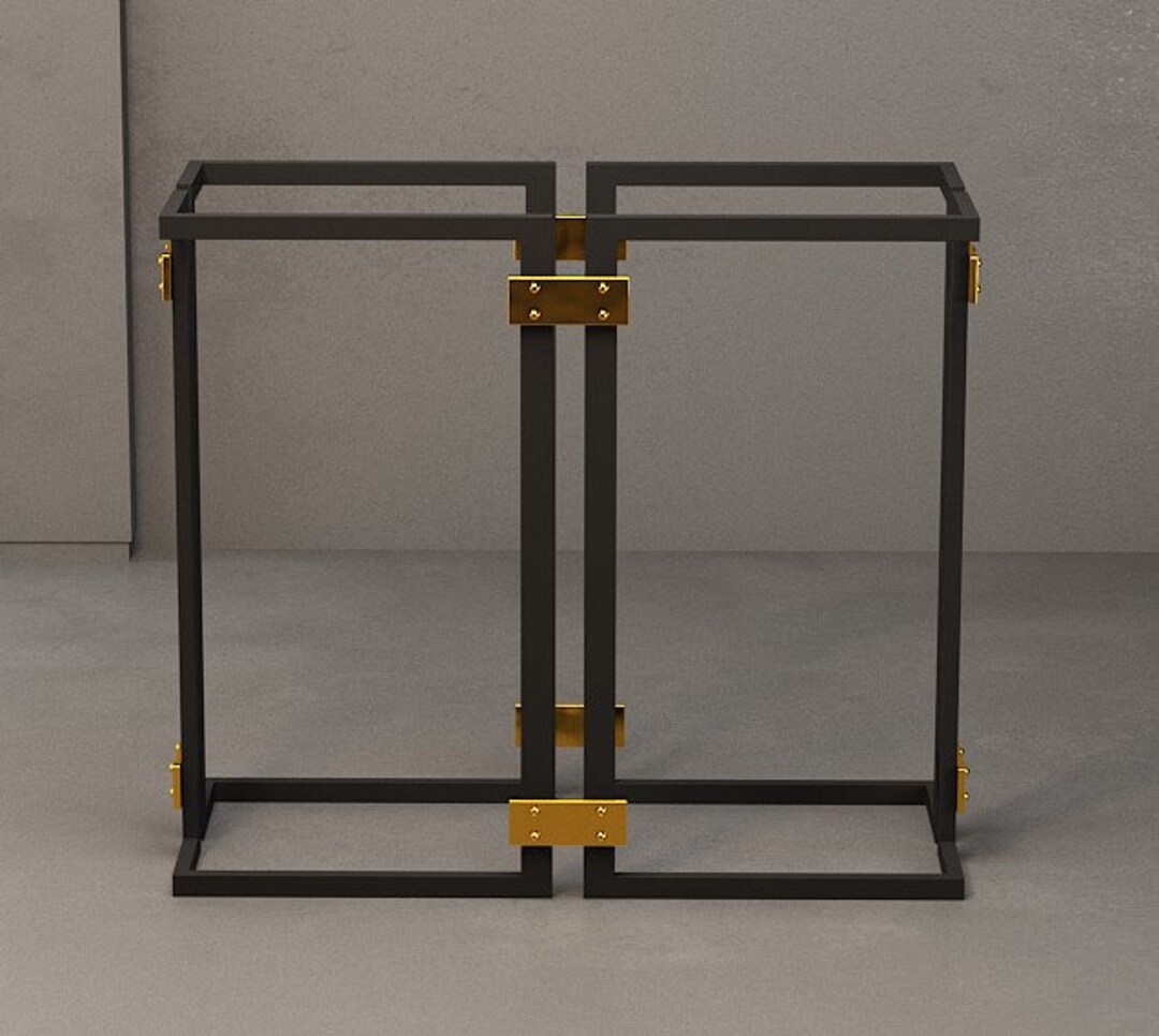 Modern CONSOLE Table Base Brass & Steel Combination Entryway Furniture ...