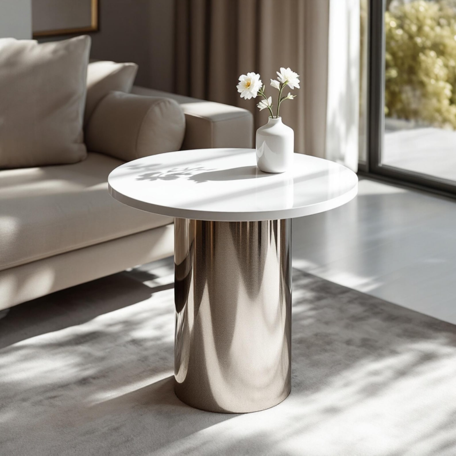 Custom Stainless Steel Round Drum Pedestal Base -side&end/dining Modern ...