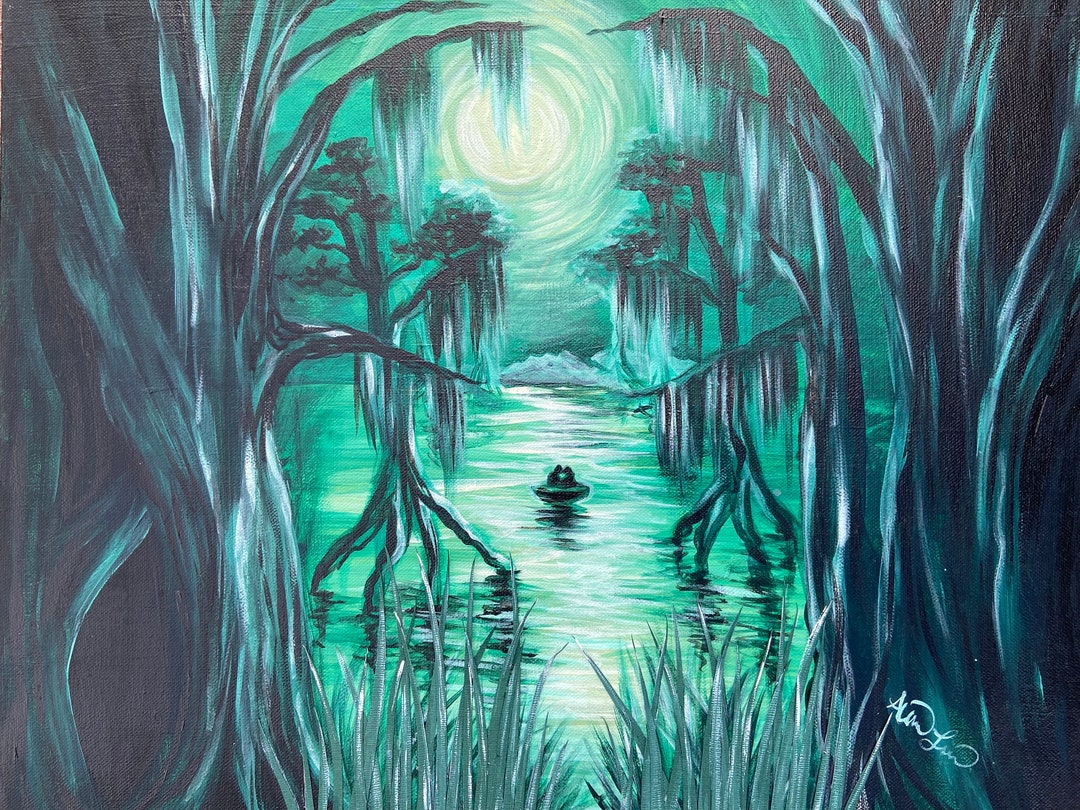 Moonlit Swamp, Original Acrylic on Canvas - Etsy