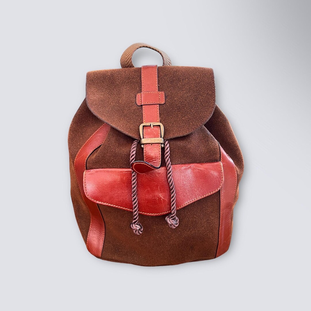 Vintage Suede Leather Backpack 1990s Rucksack Bag Small - Etsy