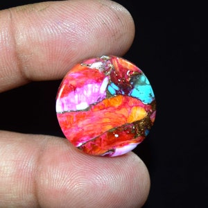 Pink Spiny Oyster Copper Turquoise Cabochon, Natural Pink Spiny Oyster ...