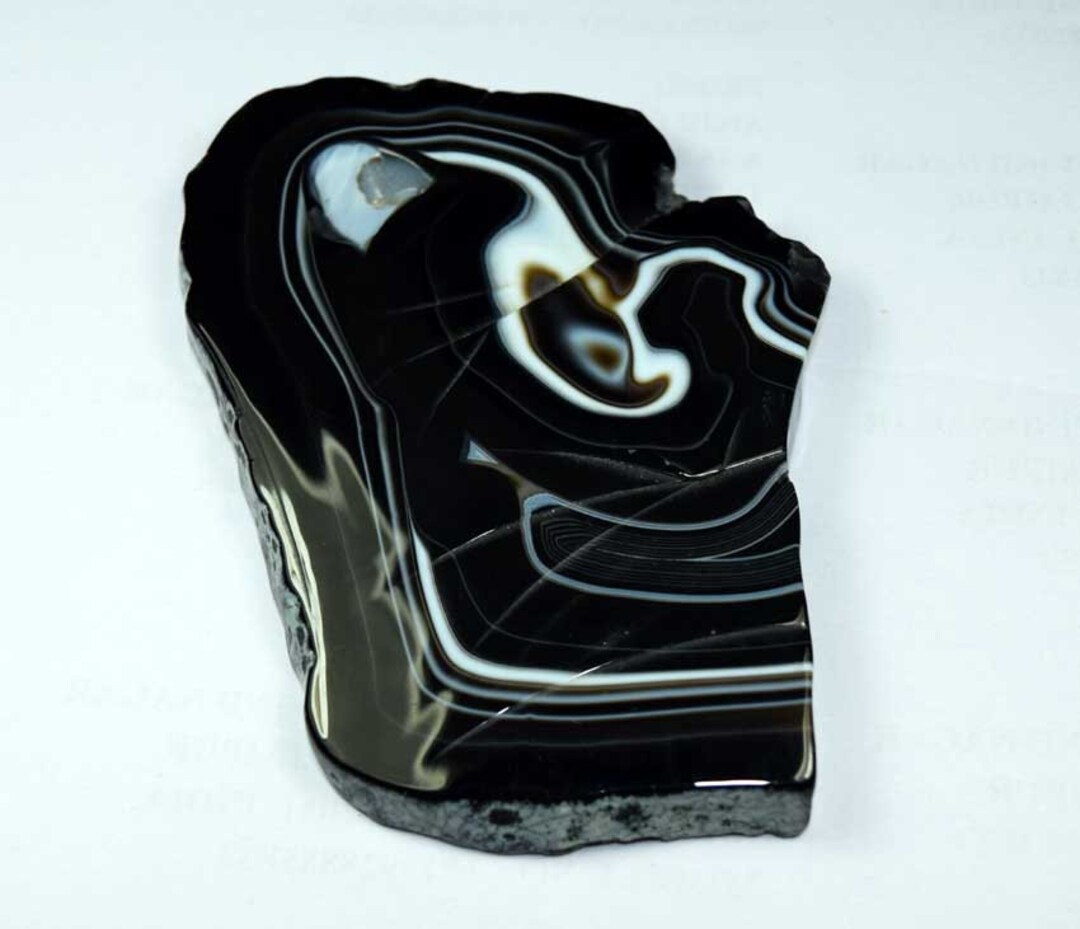 Natural Black Botswana Agate Rough Slice, Both Side Polish, Banded ...