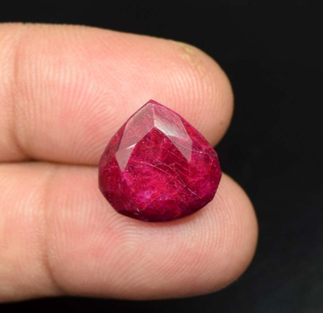 Ruby Color African Red Ruby 15.90 Ct, Pear Cut Faceted Loose Gemstone ...