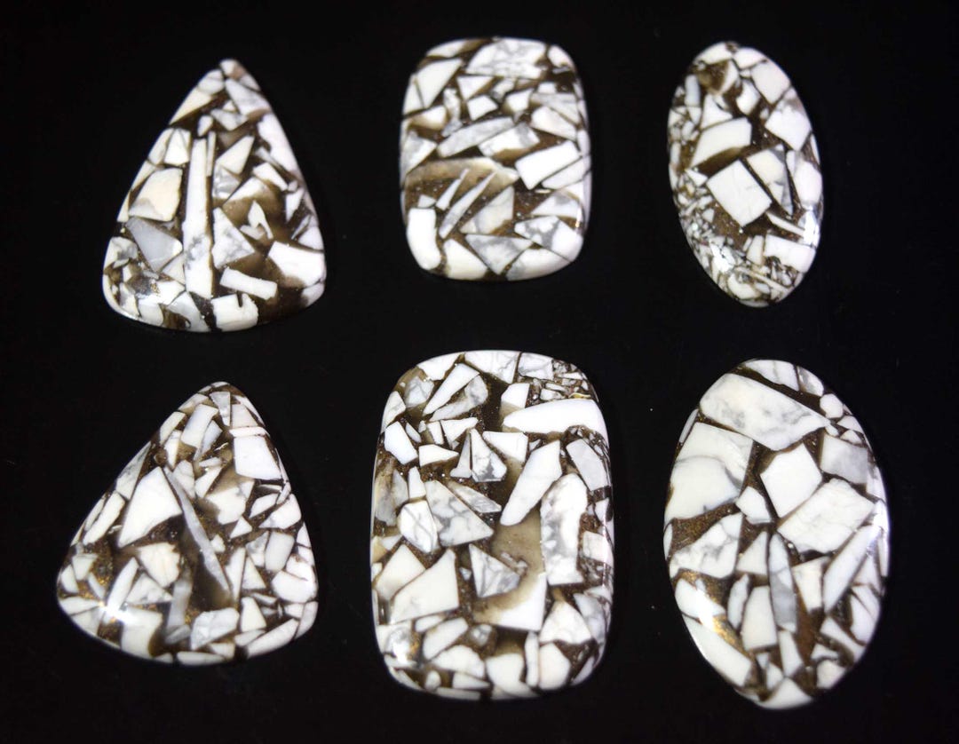Copper White Howlite Cabochon 6 PCS Lot, Loose Gemstones for Jewelry ...