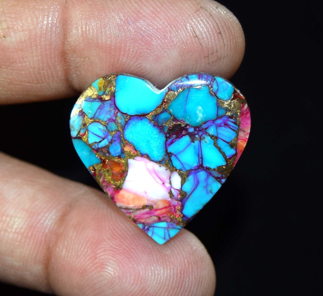 Pink Spiny Oyster Copper Turquoise Cabochon, Natural Pink Spiny Oyster ...