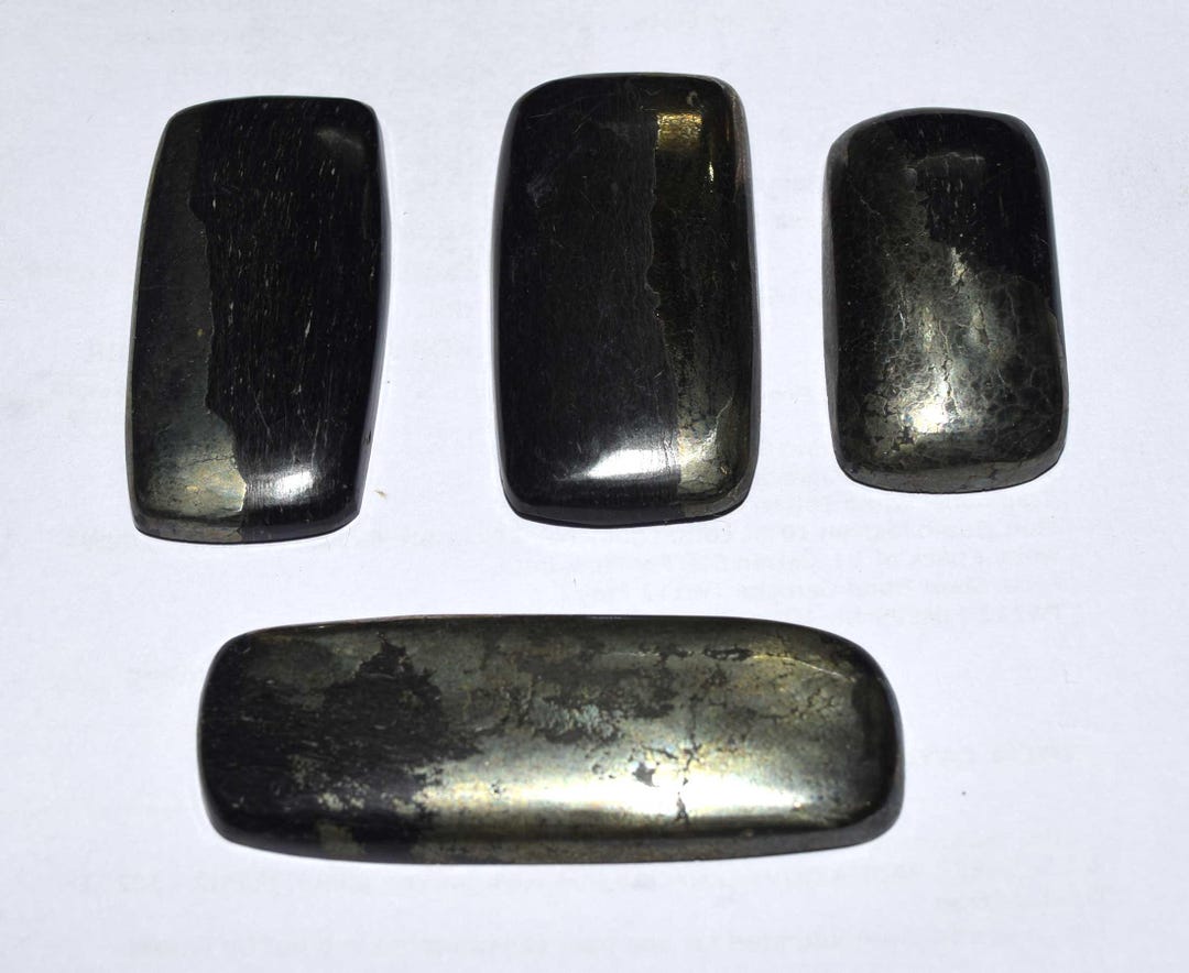 Apache Gold Gemstone Set 4 Pcs, Natural Pyrite Magnetite Rectangle ...