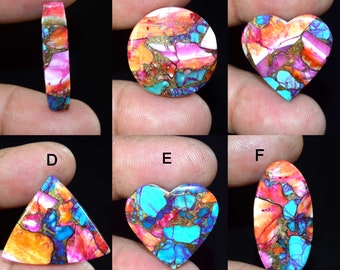 Pink Spiny Oyster Copper Turquoise Cabochon, Natural Pink Spiny Oyster ...