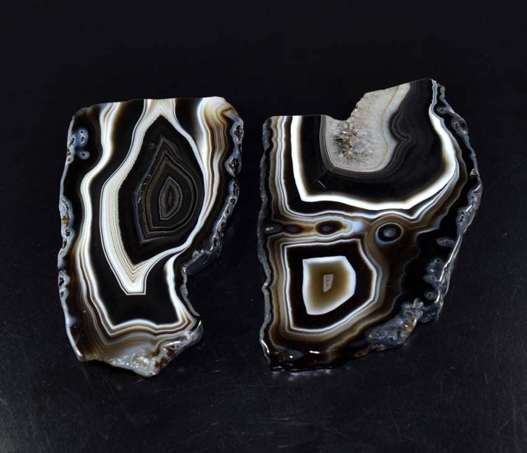 Natural Black Botswana Agate Rough Slice, Both Side Polish, Beautiful ...