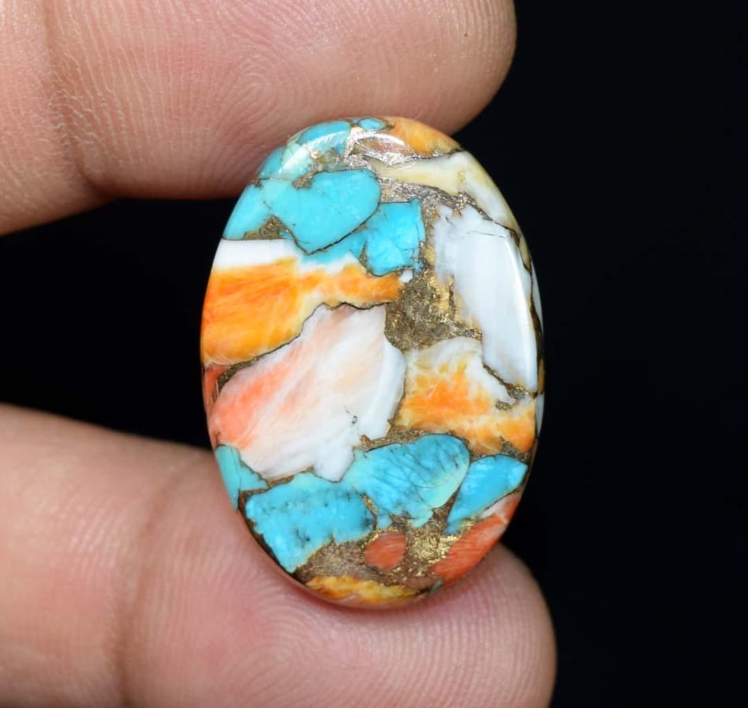 Natural Spiny Oyster Copper Turquoise Cabochon, Mojave Spiny Oyster ...