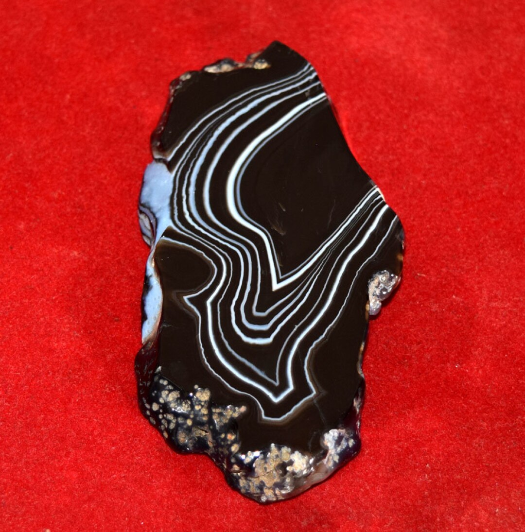 Natural Black Botswana Agate Rough Slice, Both Side Polish, Banded ...