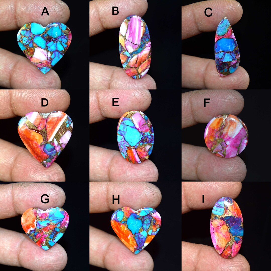 Pink Spiny Oyster Copper Turquoise Cabochon, Natural Pink Spiny Oyster ...