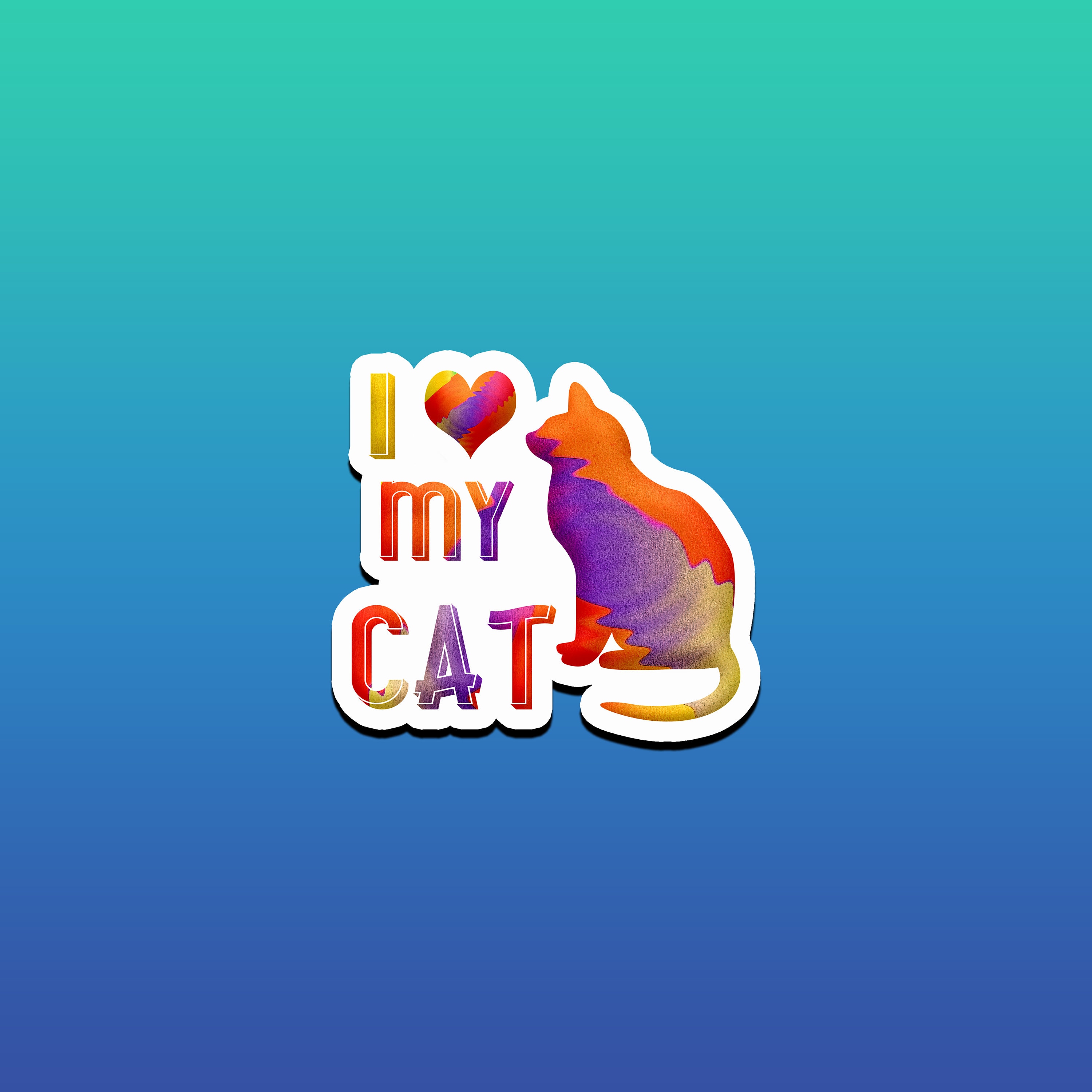 Cat Stickers I Love My Cat Sticker Love My Cat Decal Cat - Etsy