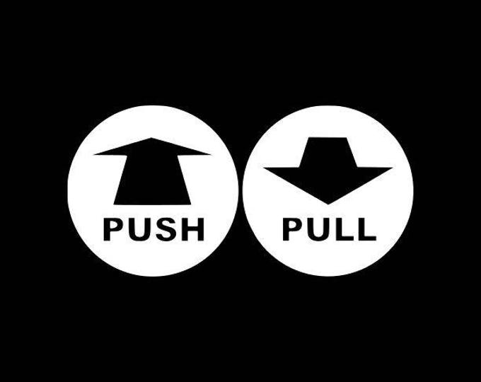 PUSH PULL Decals for Door, Set of 2 Decals, Push Pull Door Sign Vinyl ...