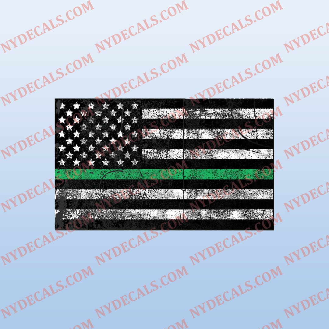 Thin Green Line Flag Decal ,military Decal, Weathered American Military ...