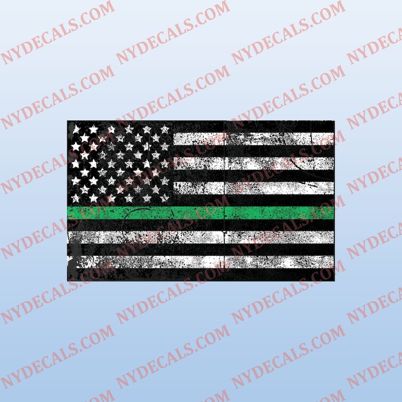 Thin Green Line Flag Decal ,military Decal, Weathered American Military ...