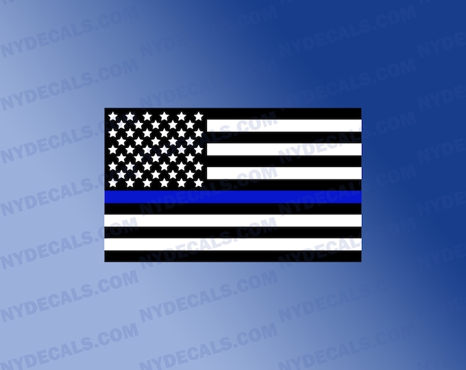 Thin Blue Line American Flag Tattered Distressed Police Decal Sticker ...
