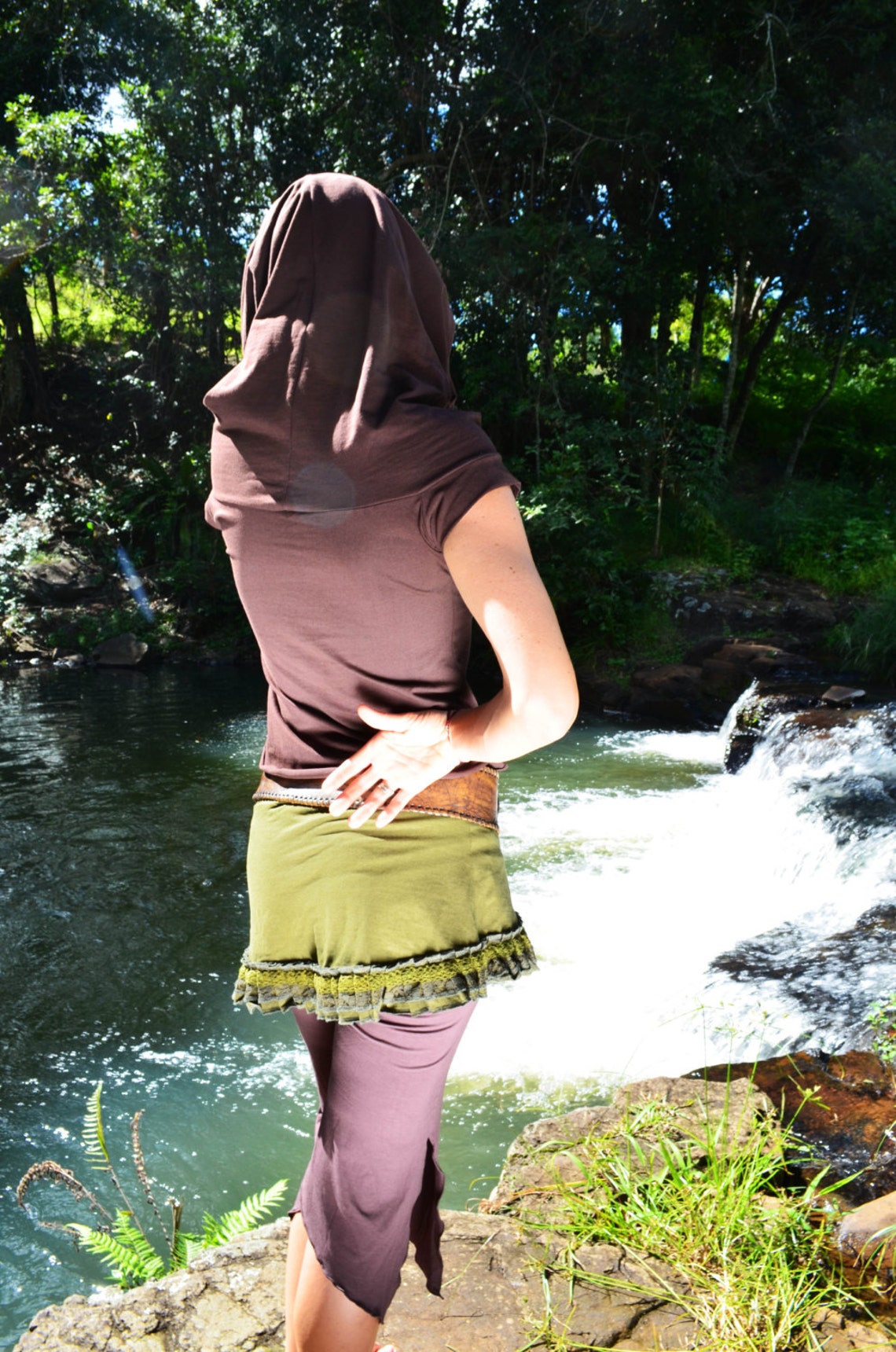 Wanderer Short-sleeved Cowl Neck Hood Hoodie Top off the - Etsy