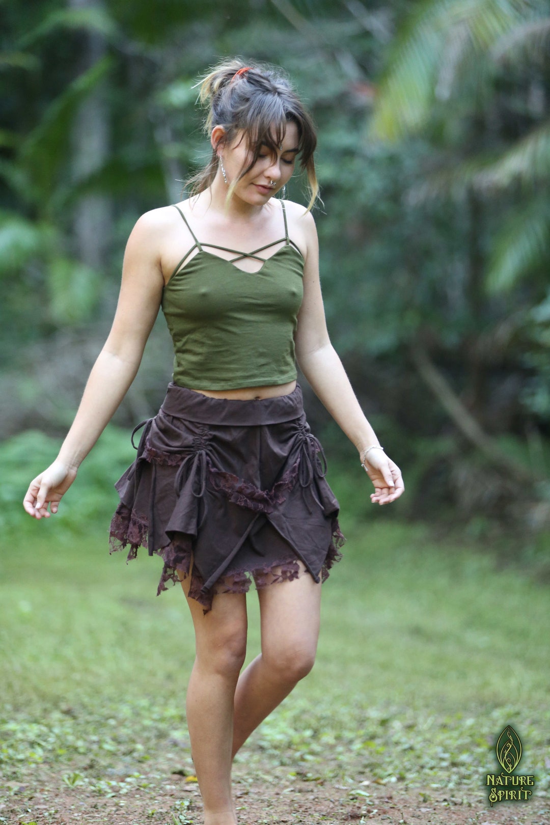 Boho Pixie Mini Skirt, Lace Elven Hippie Outfit, Fairy Steampunk ...