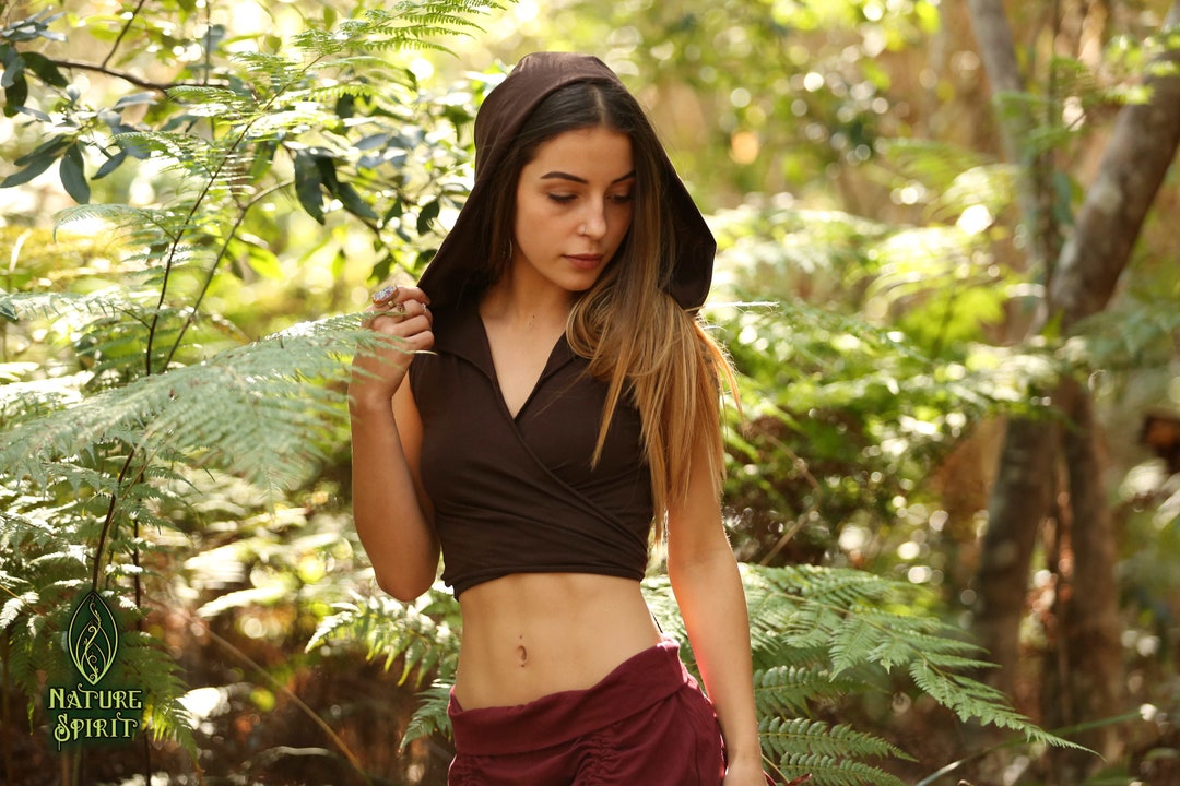 Crop Top, Psytrance Fairy Vest, Pixie Hood Vest, Festival Clothing ...