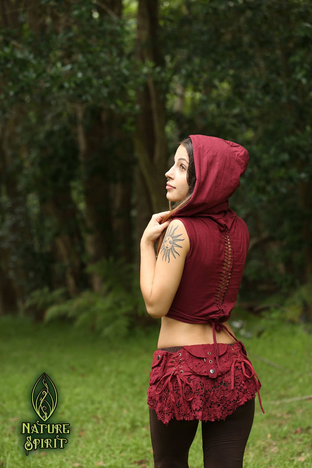 Pixie Hood Wrap Top, Boho Rave Festival Vest, Psytrance Fairy Hippie ...