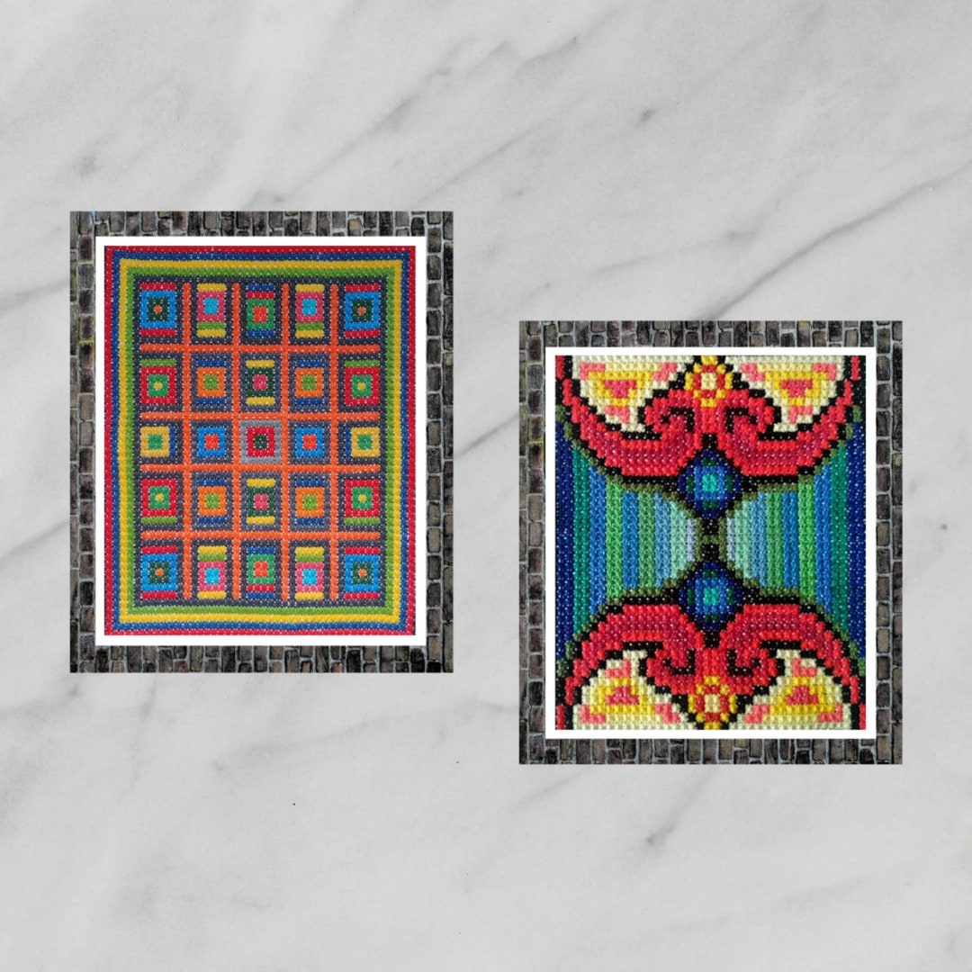 Geometric Abstract Sampler Cross Stitch Pattern PDF Set, Double Cross ...