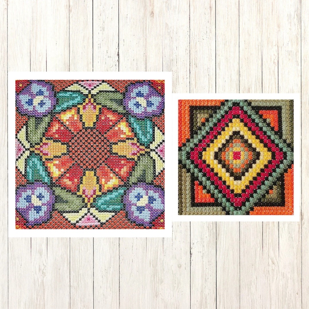Double Cross Stitch PDF Pattern Set, Autumn Garden, DIY Embroidery ...